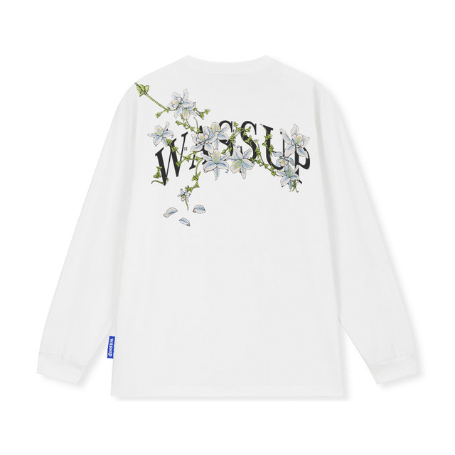 WASSUP trendy brand flower language vine American long-sleeved T-shirt ...