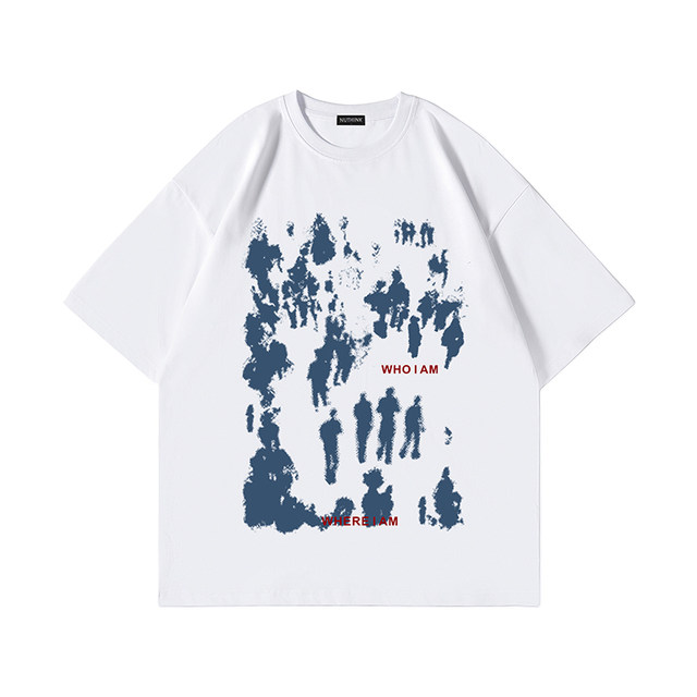 Nuthink American niche design heavy short-sleeved men's summer large ...