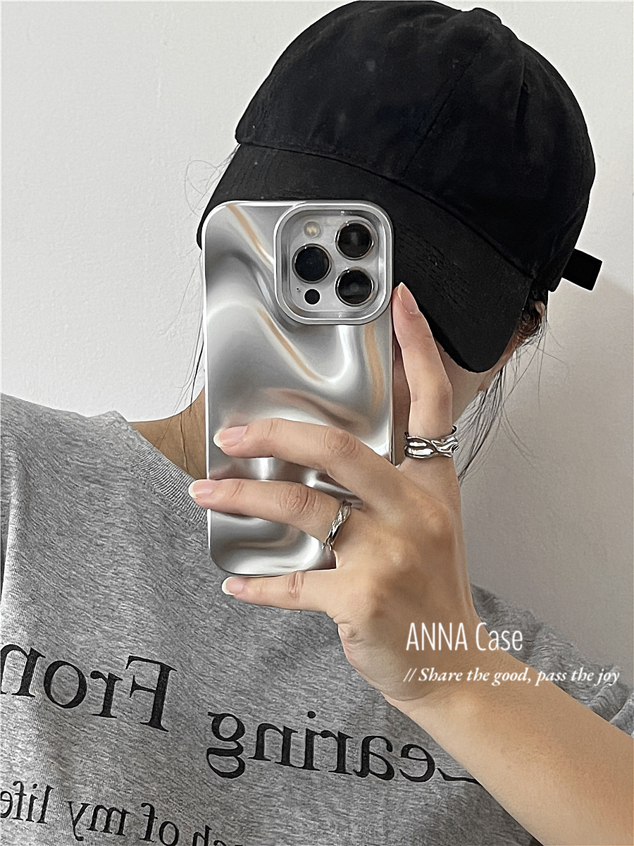 ANNACASE high-end cold wind irregular wave pattern suitable for Apple 14promax mobile phone case ...