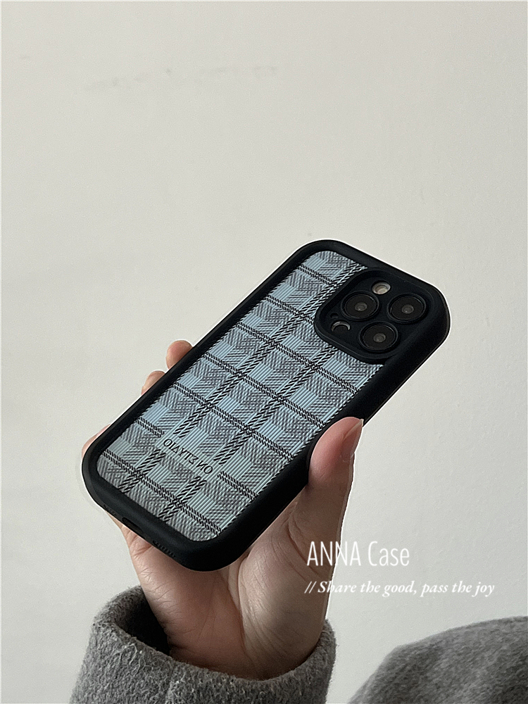 ANNACASE advanced ins niche spring light blue plaid suitable for iphone16promax apple 15 mobile ...