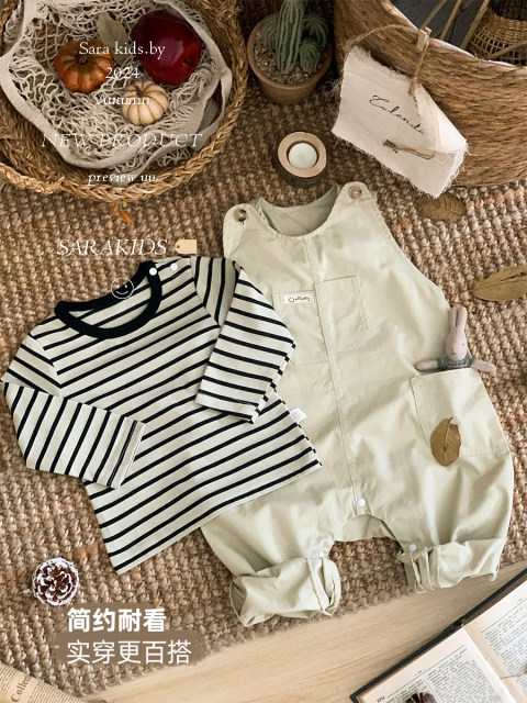 ins baby spring suit baby spring clothes boys and girls new strap ...