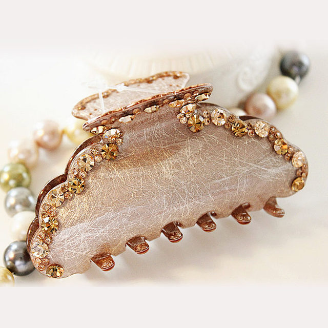 Korean winter new acetate plate hair accessories Oden crystal large ...