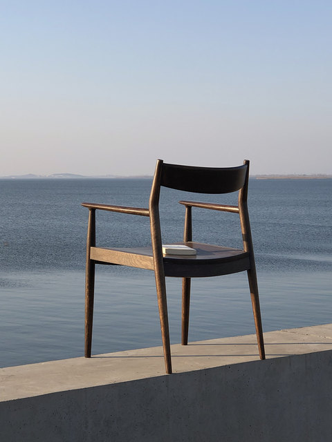 HITCHCOCKPaddle/paddle chair Nordic armrest solid wood wabi-sabi dining ...