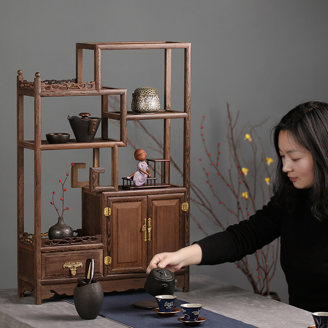Rosewood desktop Bogu shelf solid wood new Chinese -style shelf tea set ...