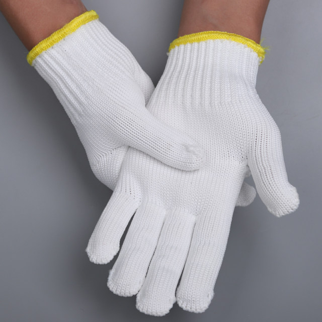 Nylon labor protection gloves work white yarn wear-resistant protection ...