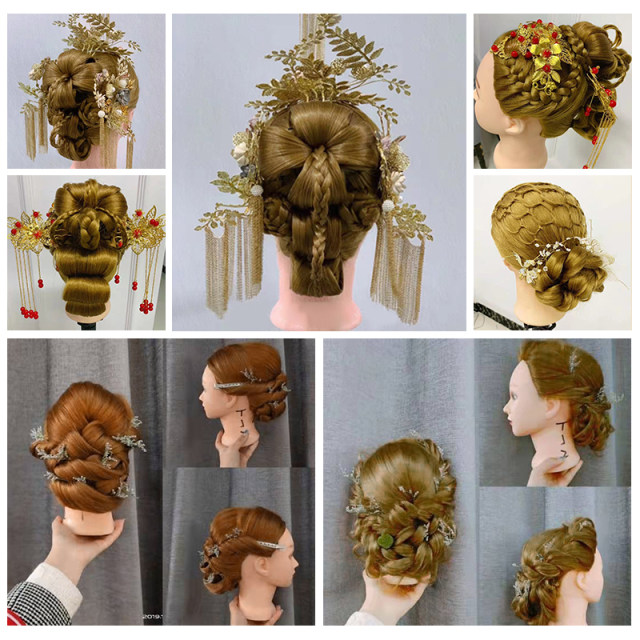 Wig head mold, braided hair, makeup styling practice, real hair doll ...