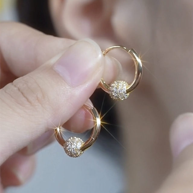 Exquisite diamond ball ear buttons for women 2025 new light luxury ...