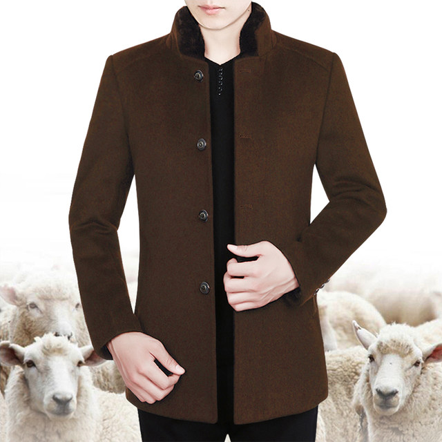 Middle-aged men's wool jacket men's woolen jacket men's 2023 autumn and ...