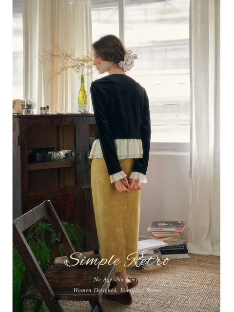 SIMPLERETRO Qi Garden Chun Day Light Guofeng Light Placcage Pluffle Frequent Set Female Black ...