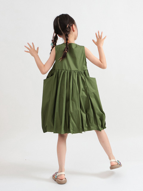 Boxboxbox olive green loose fold design sensor pocket vest dressed