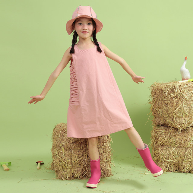 boxboxbox girls irregular fold design sleeveless dress spring and autumn new skirt children's ...