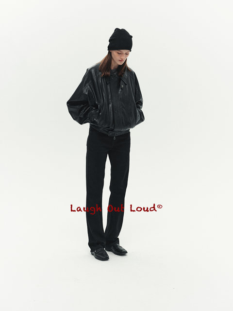 LAUGH OUT LOUD Retro Black Lapel Loose Neutral Short Leather Jacket 24 ...
