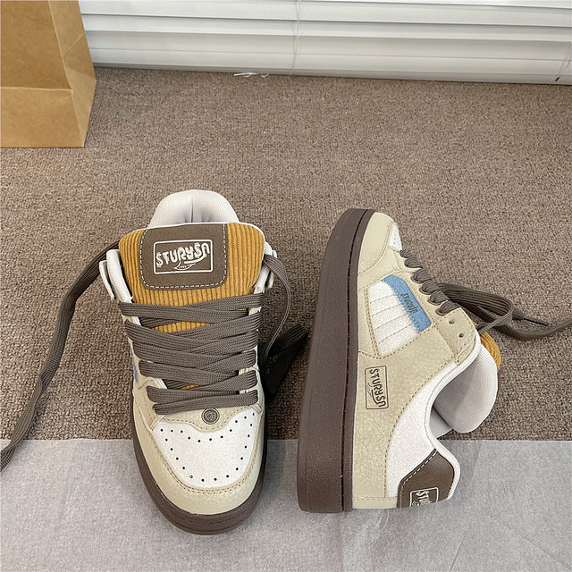 Hong Kong wind niche wild brown bread shoe women's tide 2024 winter new ...