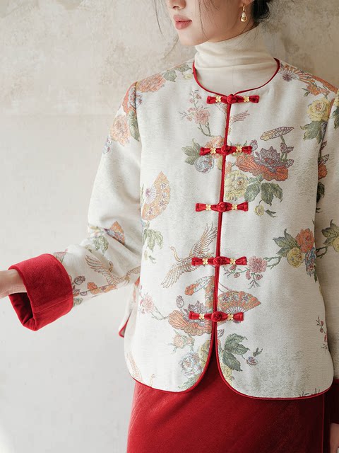 New Chinese-Style Jacket for Women with Gold Thread Jacquard ...