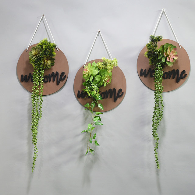 Round simulation, succulent green planting frame wall hanging, Nordic ...