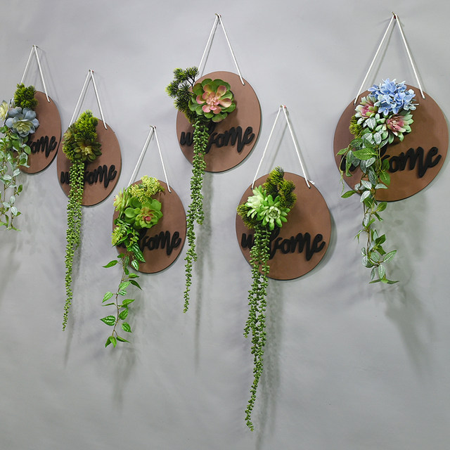 Round simulation, succulent green planting frame wall hanging, Nordic ...