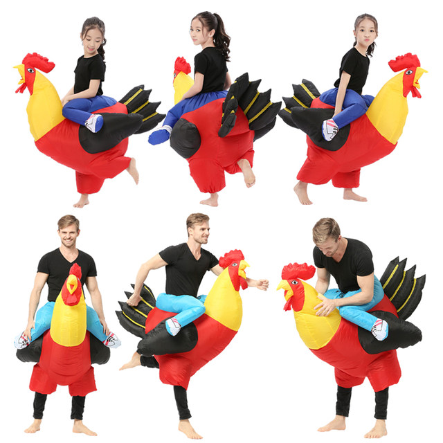 Funny big red rooster puppet costume cartoon mount inflatable clothes ...