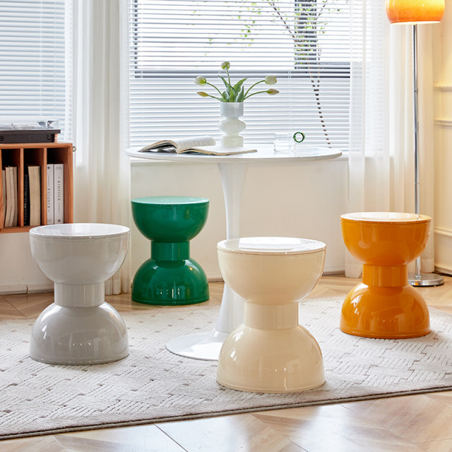 Nordic low stool household plastic stool cream style dining stool ...