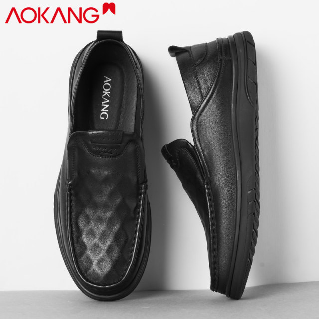 Aokang Men's Leather Shoes for Autumn, Breathable Genuine Leather, Soft ...