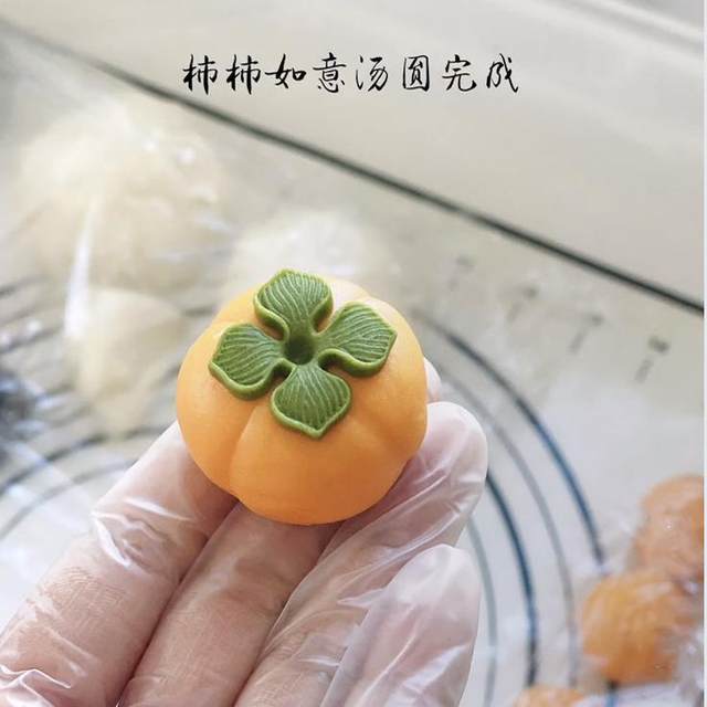 Persimmon mold Yuanxiao glutinous rice balls persimmon leaf ornaments ...