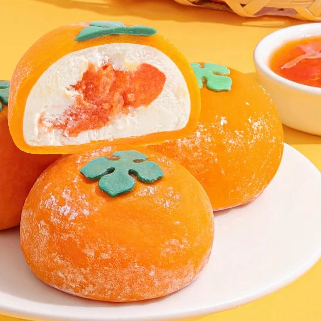 Persimmon mold Yuanxiao glutinous rice balls persimmon leaf ornaments ...