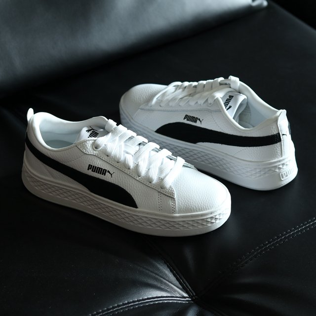 Puma women's shoes Smash thick-soled sponge shoes Rihanna small white ...