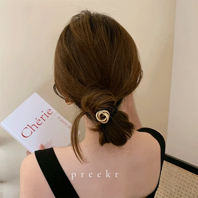 PREEKR rubber band head rope hair ring semi -circular metal design 2024 ...