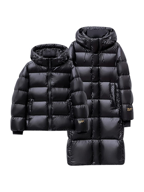 Black gold down jacket 2025 winter men and women couples keep warm and ...