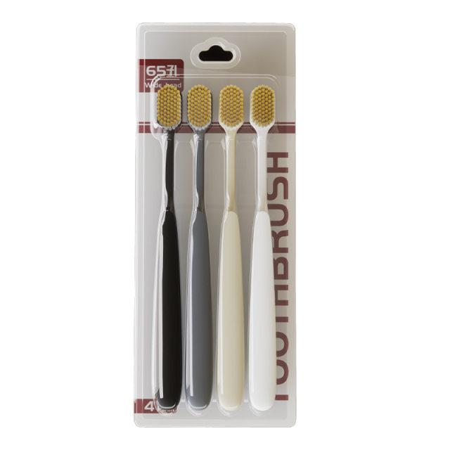 Simple 65-hole wide-head soft-bristle toothbrush 4 pieces dense soft ...