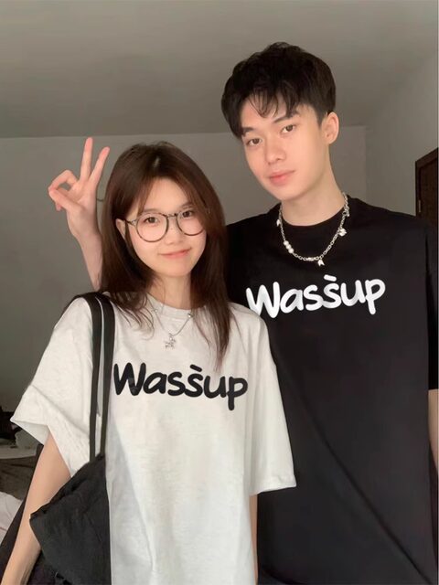 WASSUP summer trendy brand heavyweight 300g pure cotton short-sleeved ...