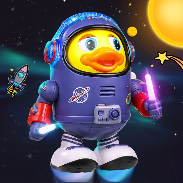 Electric dancing sound and light toy for children boy space duck ...