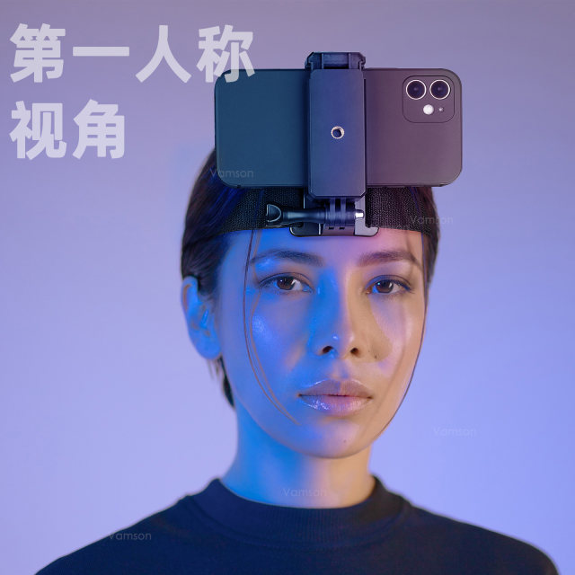 Head-mounted mobile phone shooting, first-person perspective shooting ...