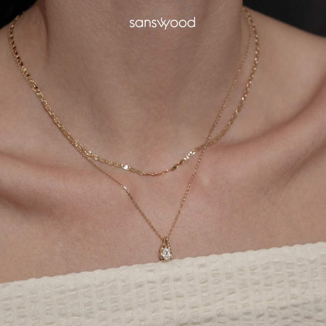 sanswood D color moissanite water drop necklace autumn and winter women's commuting sterling ...