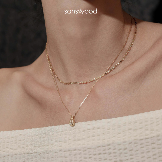 sanswood D color moissanite water drop necklace autumn and winter women's commuting sterling ...