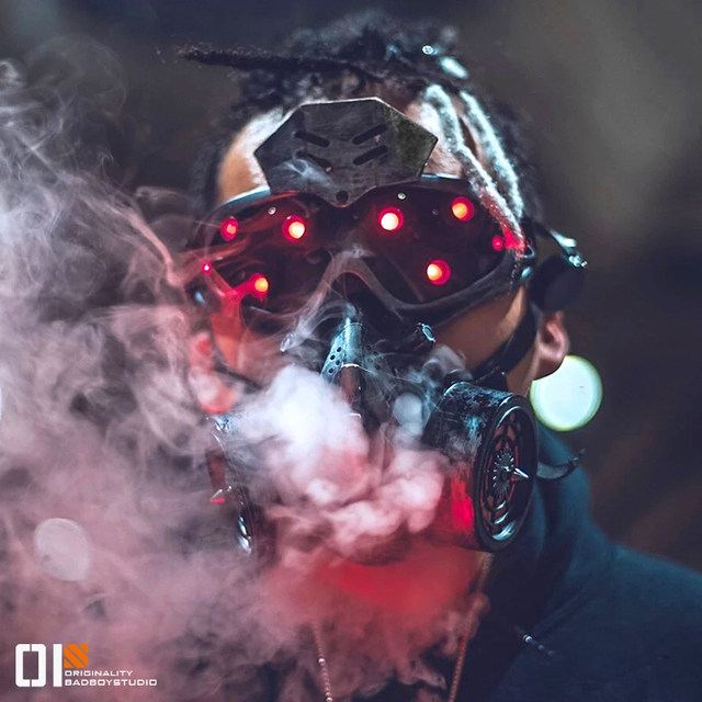 Cyberpunk mask LED light-emitting glasses gas mask cos sci-fi ...