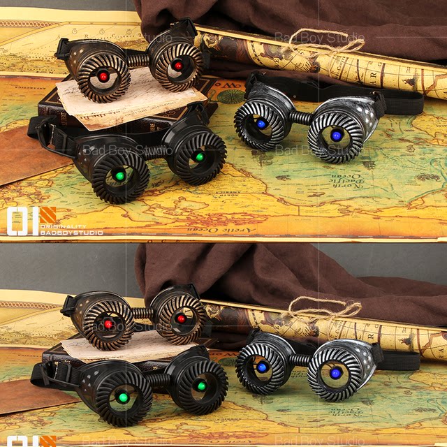 Steampunk mask luminous goggles gas mask cos cyberpunk science fiction ...