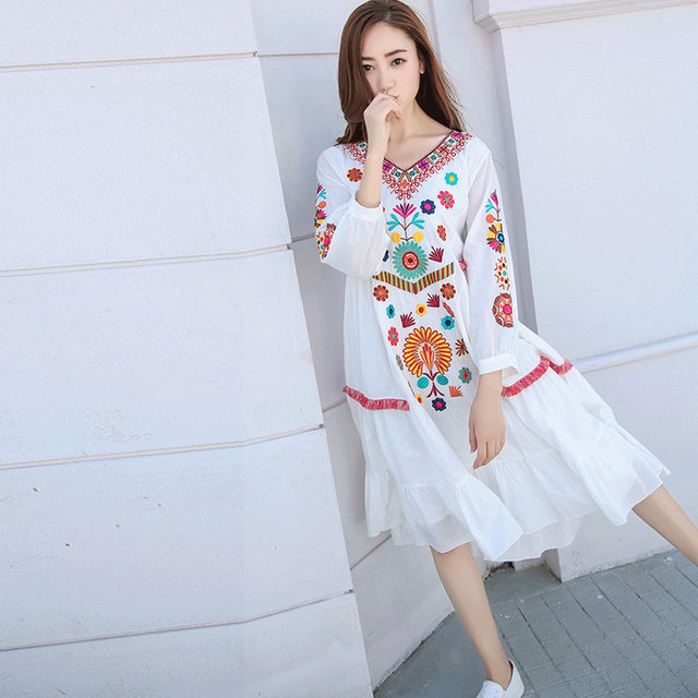 Plus Size Beach Dress Xinjiang Prairie Xishuangbanna Skirt Seaside ...