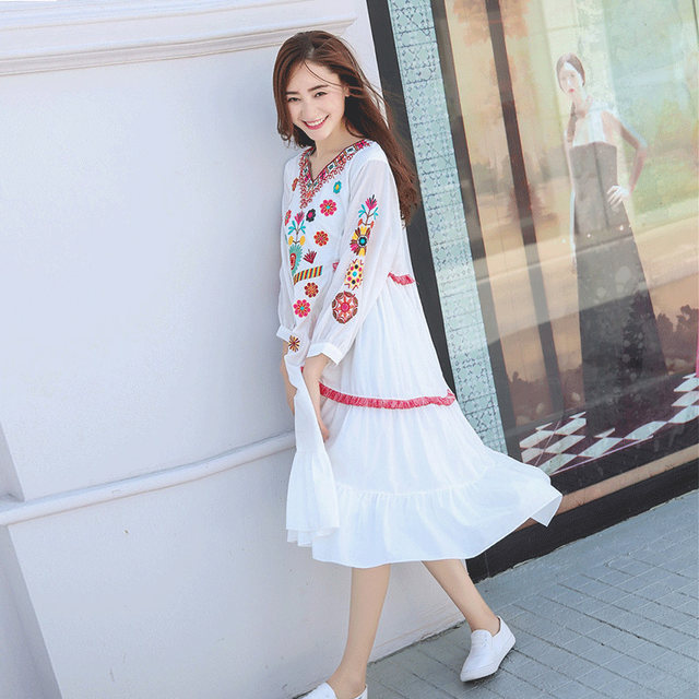 Plus Size Beach Dress Xinjiang Prairie Xishuangbanna Skirt Seaside ...