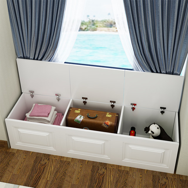 Custom window sill balcony bay window cabinet toy miscellaneous storage ...