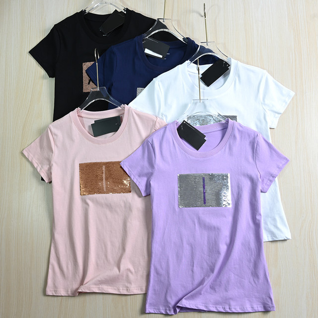 Siqi Women's Clothing 254/7 Cotton color-changing sequin letters round ...