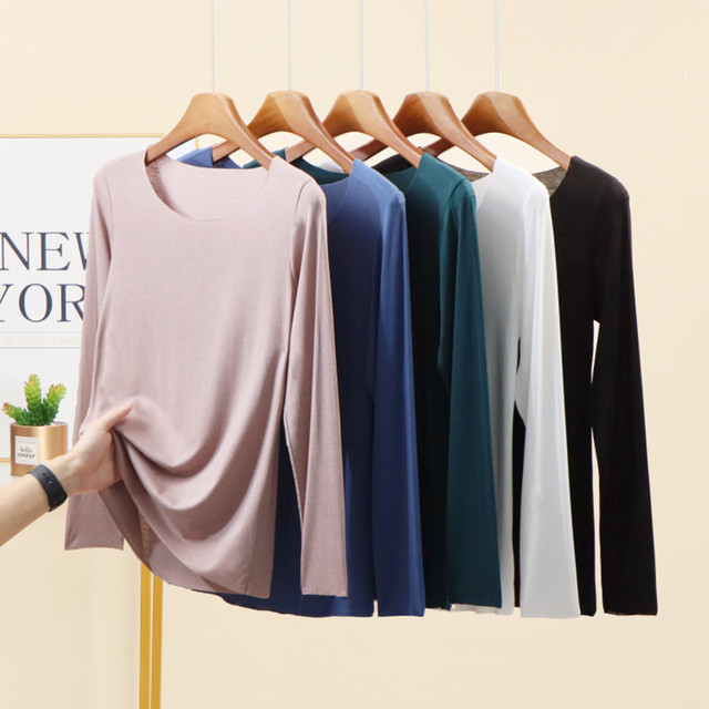 Modal Solid Color Seamless Long Sleeve T-shirt Women's Autumn Slim Fit ...