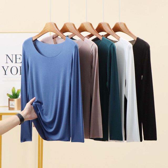 Modal Solid Color Seamless Long Sleeve T-shirt Women's Autumn Slim Fit ...