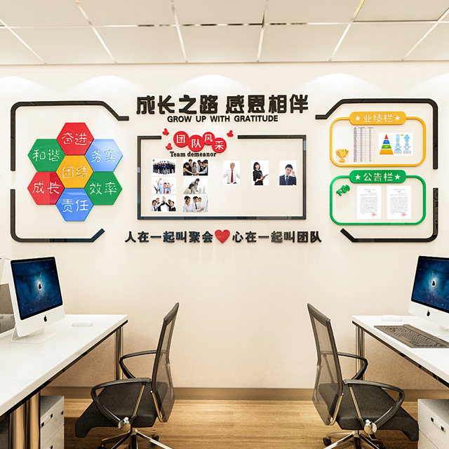 Team style culture photo wall acrylic wall stickers inspirational ...