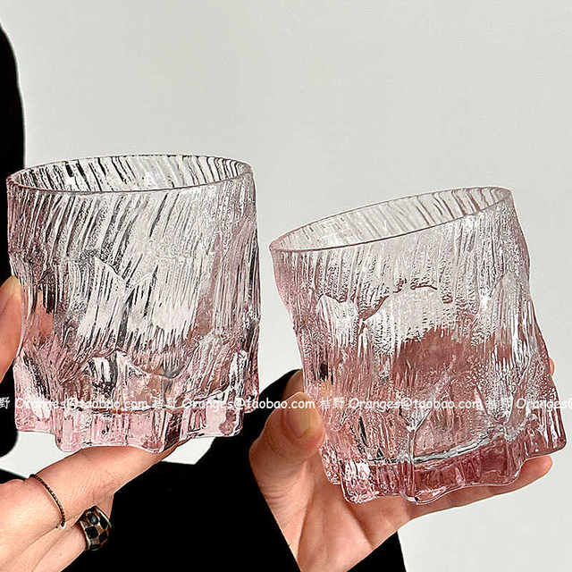 Oranges pink high-end glacier pattern black ice glass drinking cup ...