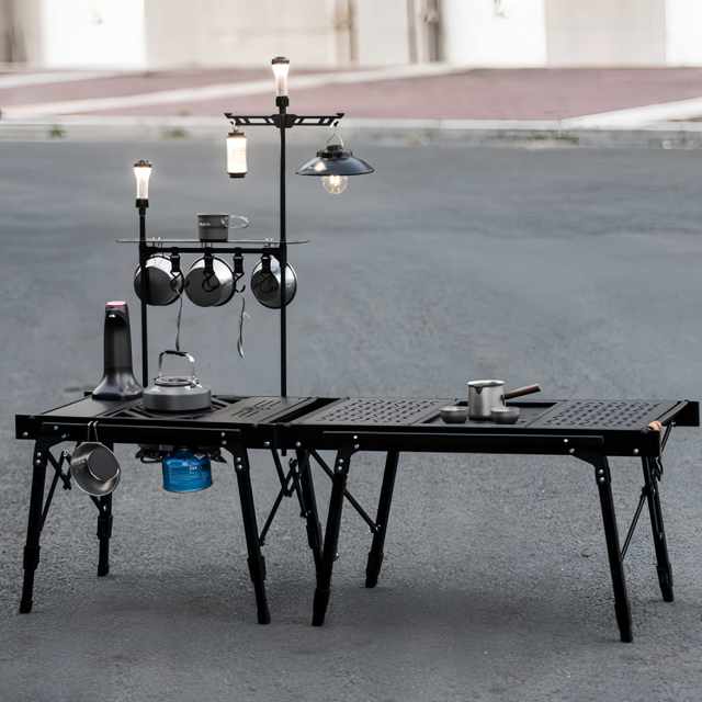 Portable camping beach multifunctional table aluminum alloy full set ...