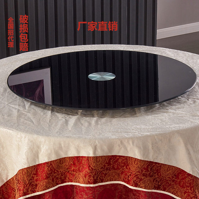 Dining table tempered glass turntable black paint home hotel hotel home ...