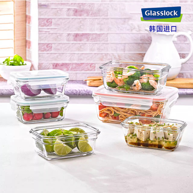 Glasslock imported large capacity tempered glass fresh-keeping box ...