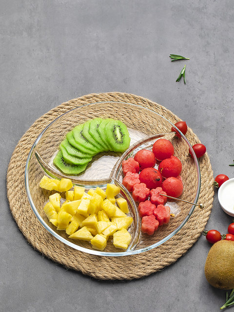 Steel glass three -point plate home fruit salad disk chasing drama ...