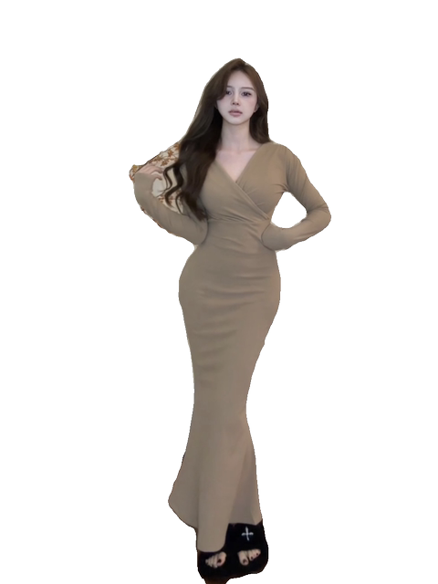 Fatal Woman Dress with straps, tight stretchy long fishtail skirt, pure ...