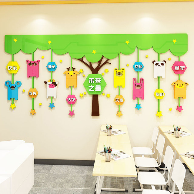 The kindergarten class environment layout material acrylic cultural ...